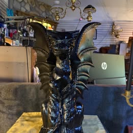 Black Cast iron garden gargoyle statue – Pine Street Auction Gallery